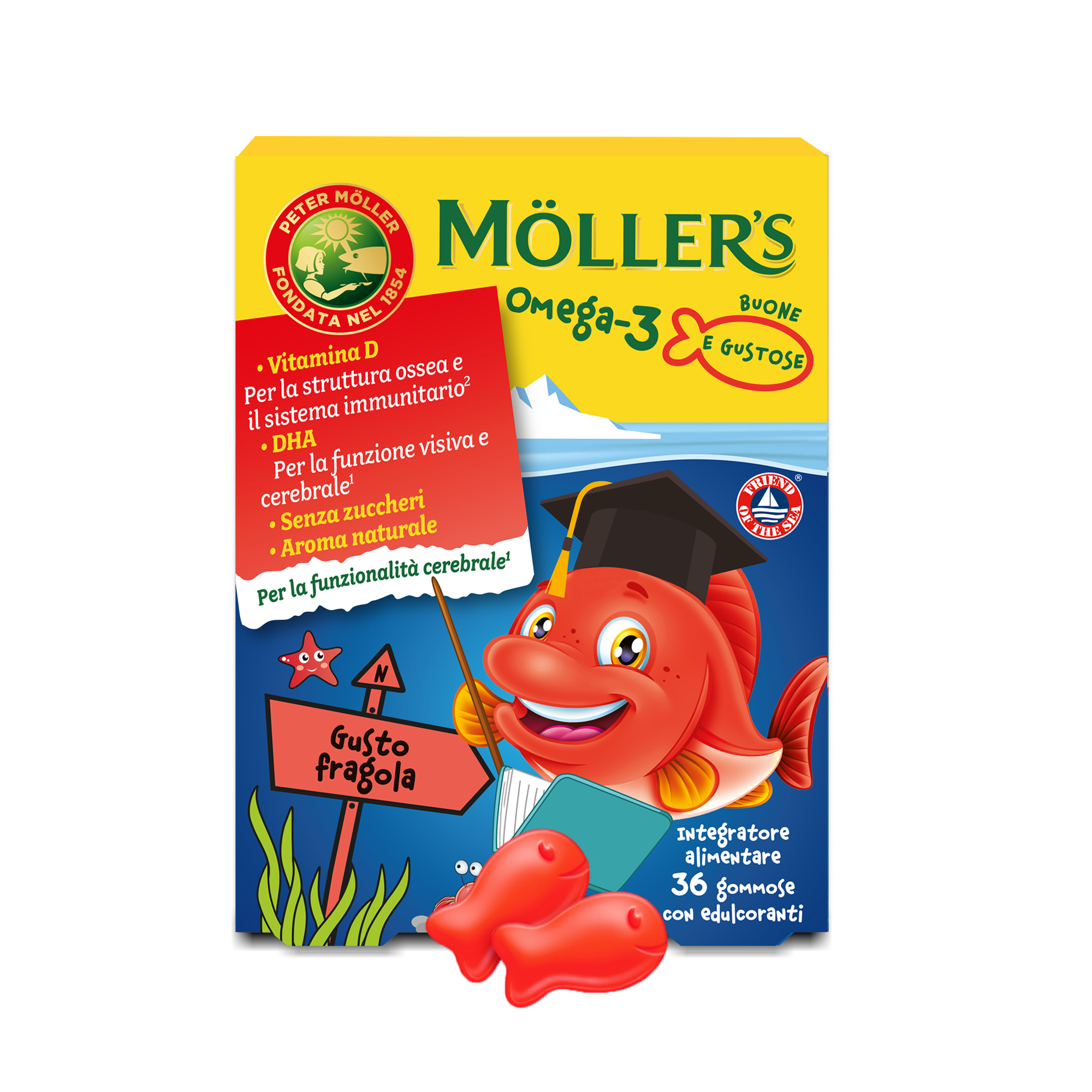 Gelatine di Omega-3 al Gusto di Fragola | Möller's